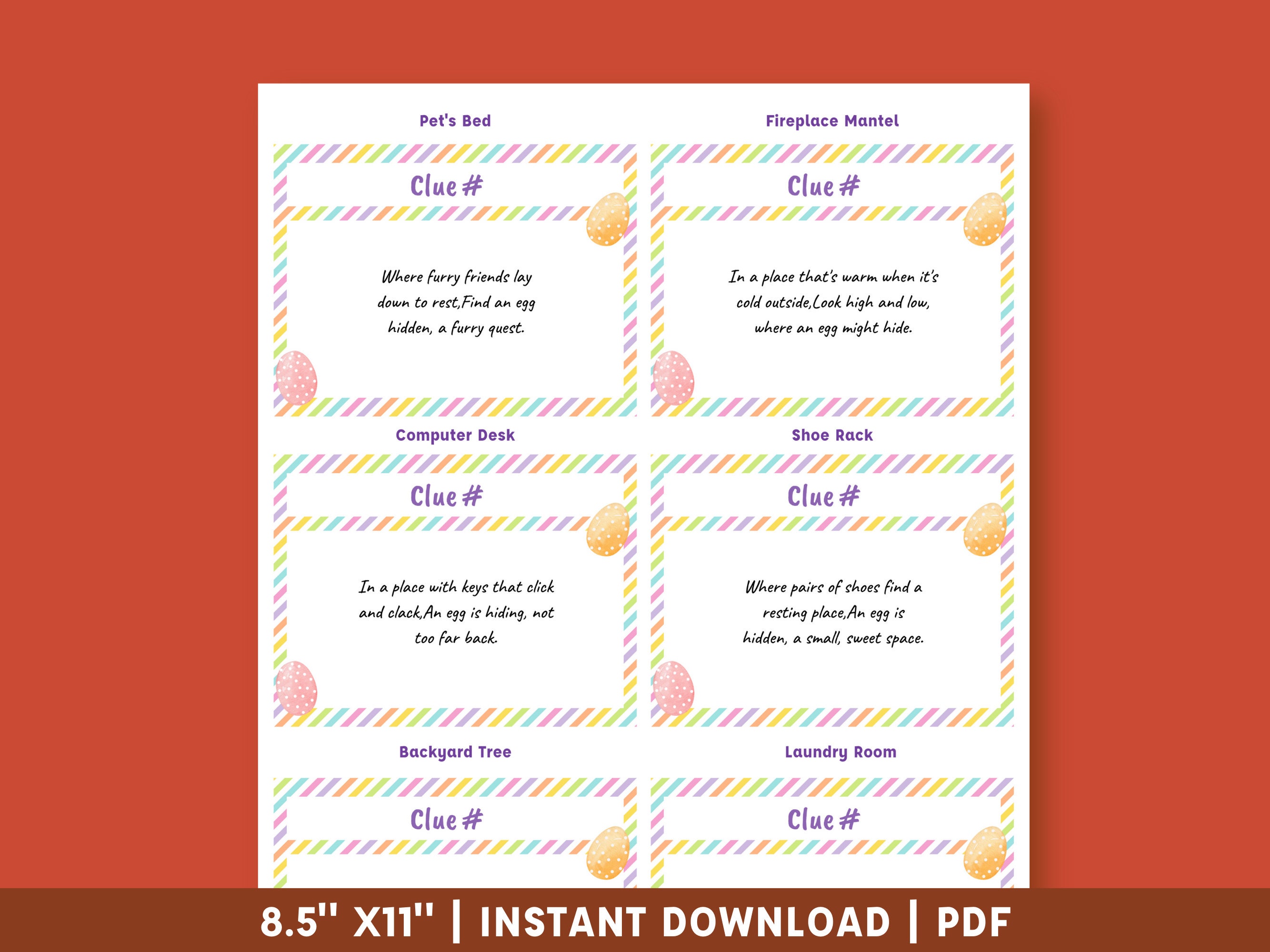 Easter Egg Scavenger Hunt Clues, Printable Easter Hunt Clues Including ...