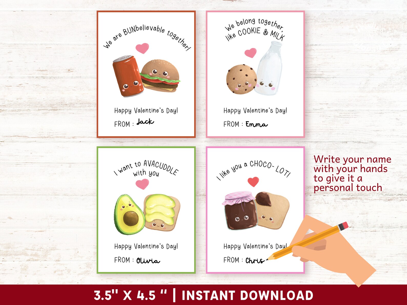 Cute Food Pun Valentine's Day Cards, Valentine's Day Cards for Kids ...