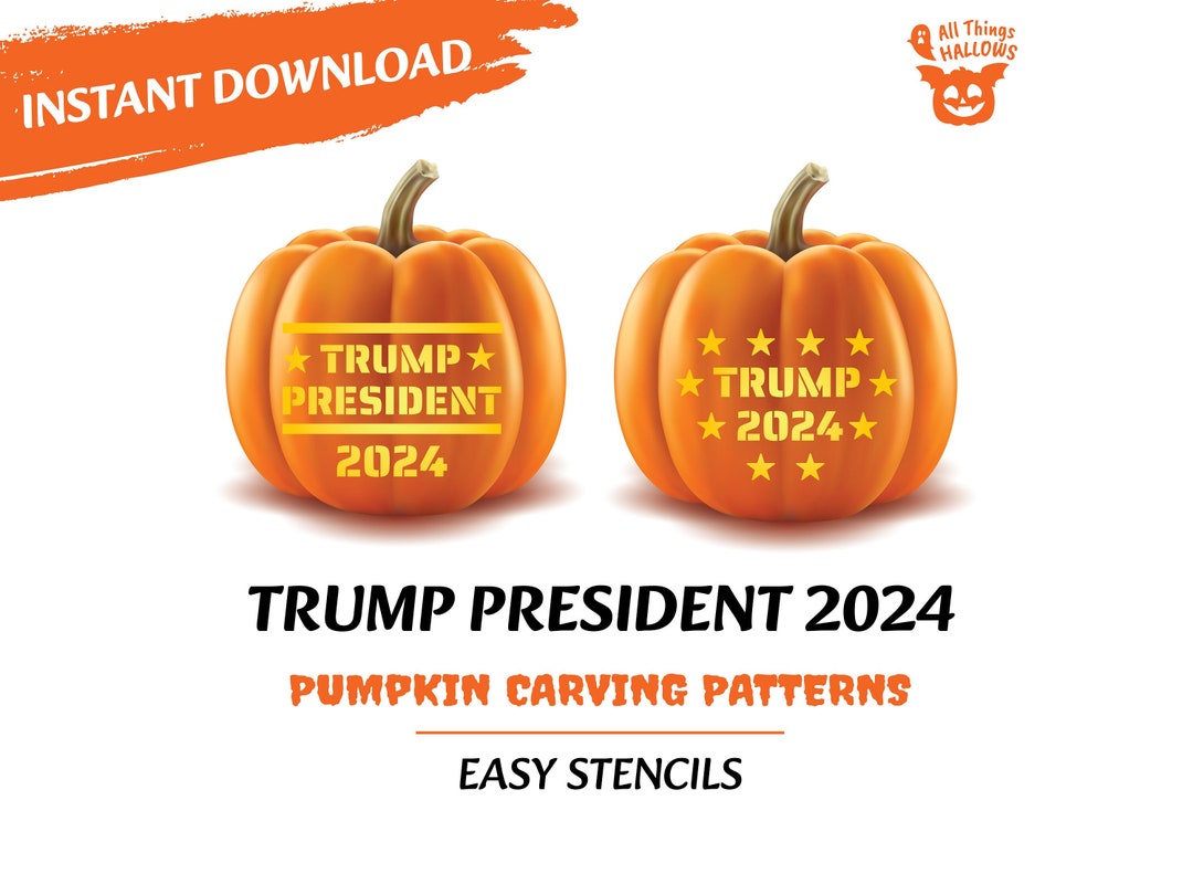 DONALD TRUMP Pumpkin Carving Stencil, USA Election 2024 Template ...