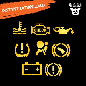 CHECK ENGINE LIGHT Pumpkin Carving Stencil, 8 Car Repair Halloween ...