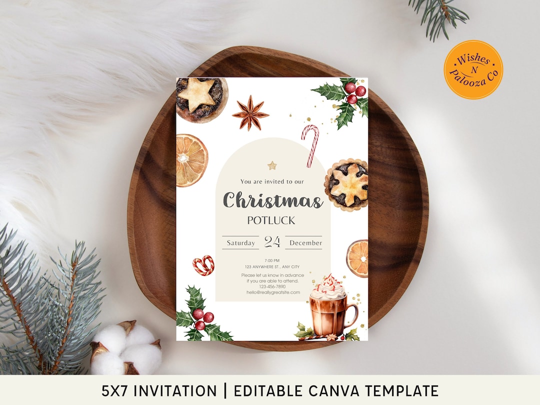 Christmas Potluck Invitation Wording Template Printable 5x7 Easy to ...