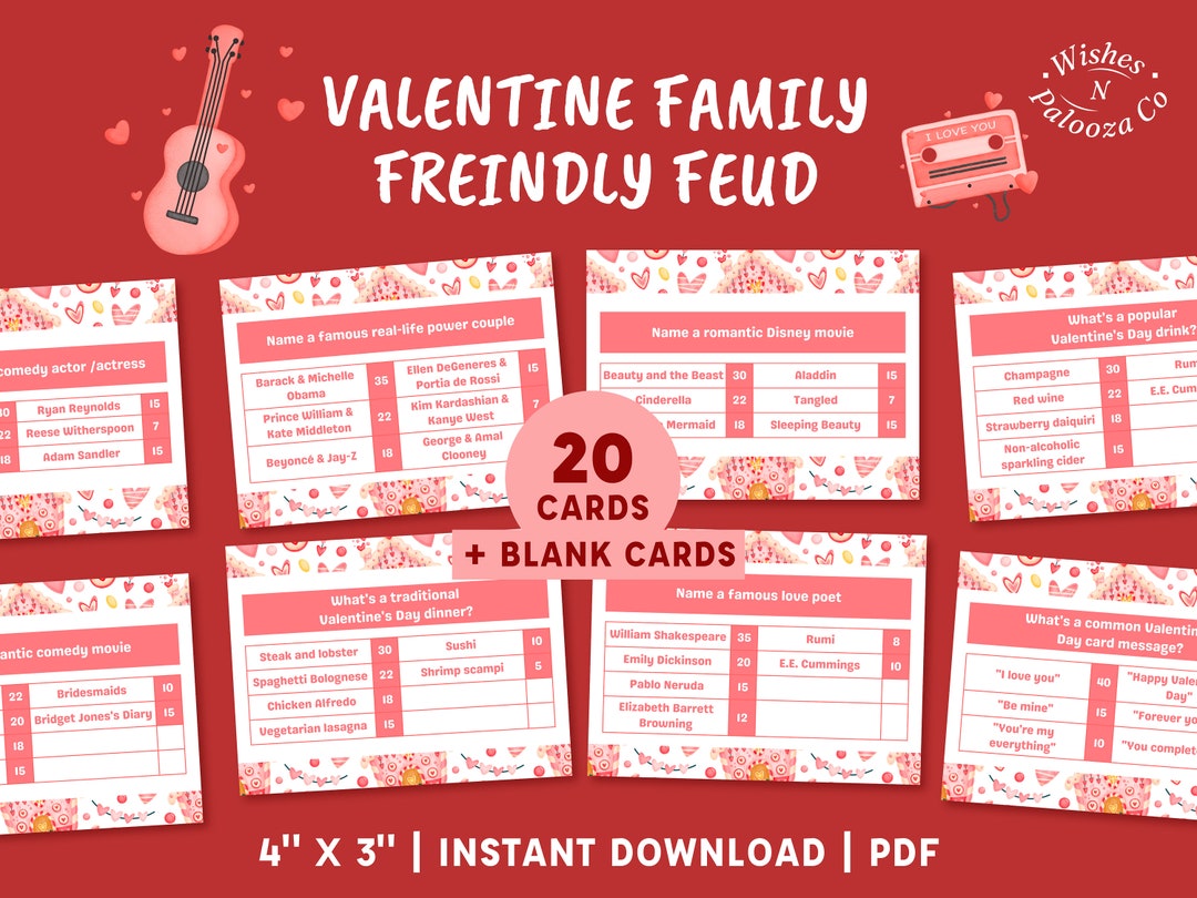 Printable Valentine's Day Feud Game Valentine's Day Family Friendly ...