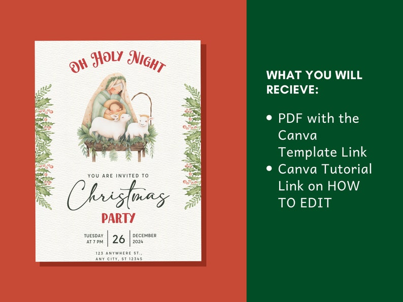 Editable Nativity Invitation Template, Religious Christmas Invitation ...