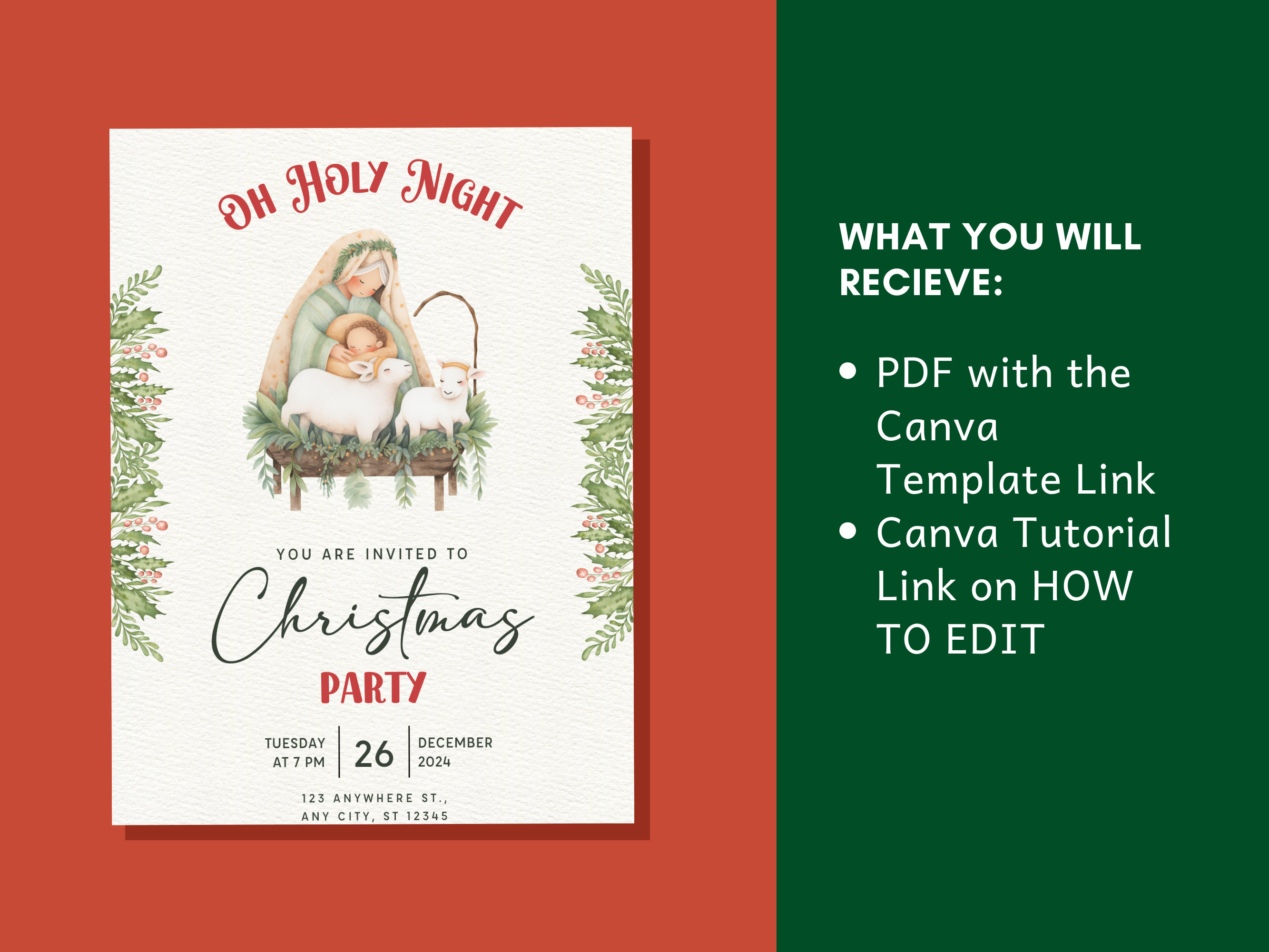 Editable Nativity Invitation Template, Religious Christmas Invitation ...