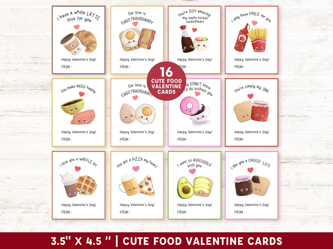 Cute Food Pun Valentine's Day Cards, Valentine's Day Cards for Kids ...