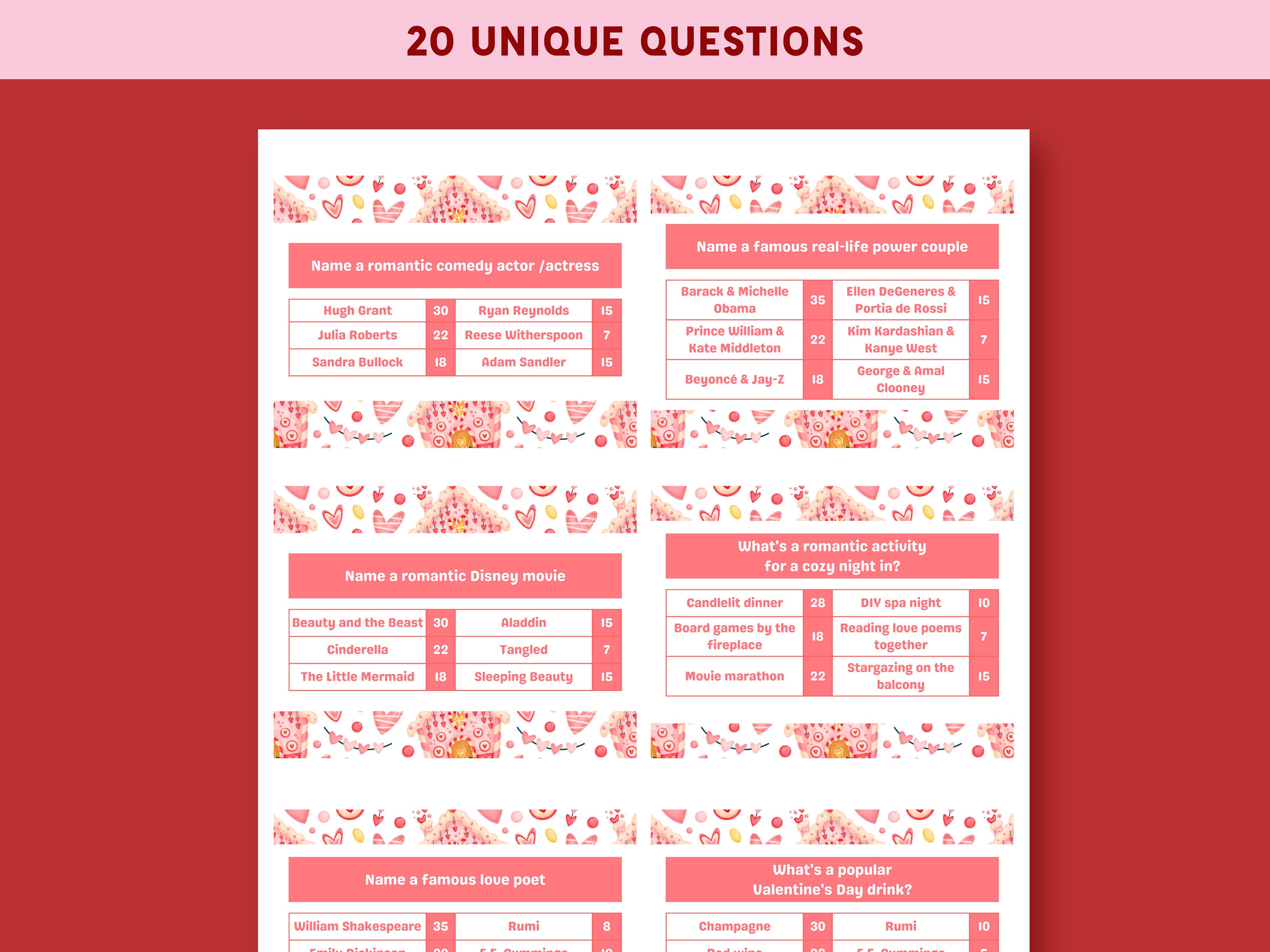 Printable Valentine's Day Feud Game Valentine's Day Family Friendly ...