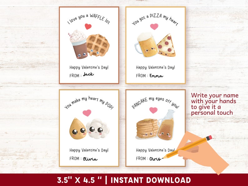 Cute Food Pun Valentine's Day Cards, Valentine's Day Cards for Kids ...