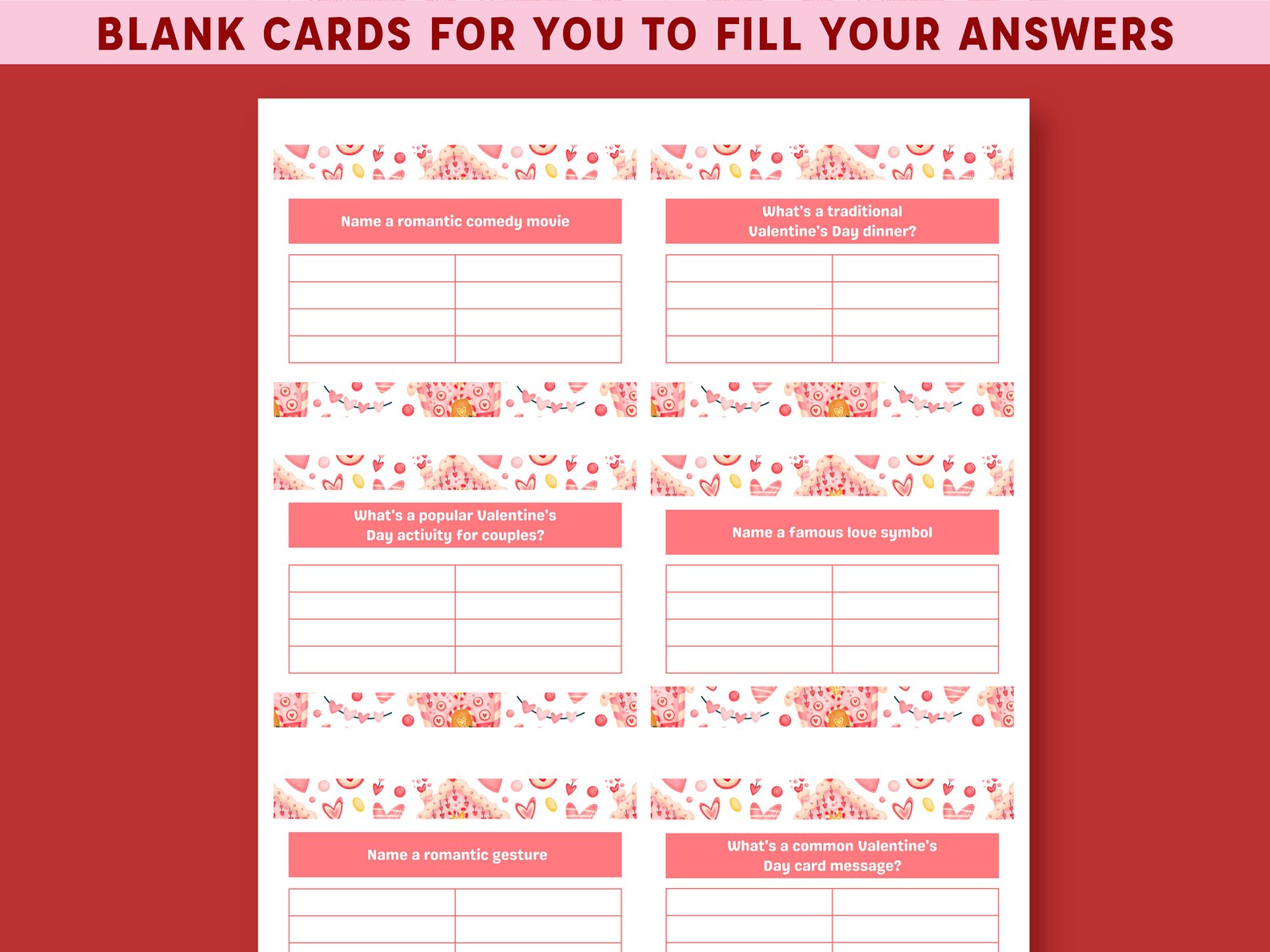 Printable Valentine's Day Feud Game Valentine's Day Family Friendly ...