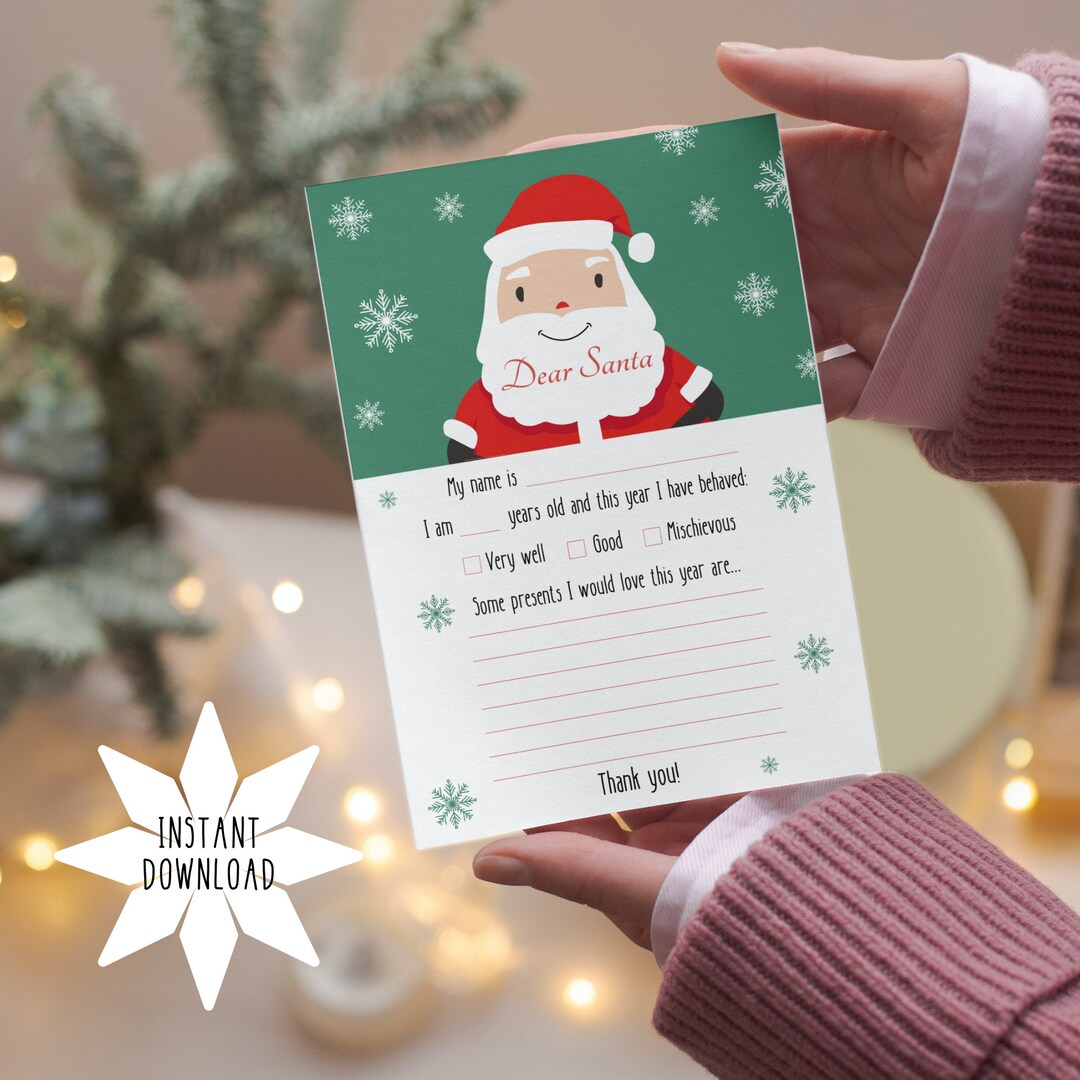 Letter to Santa Printable / Kids Letter to Santa / Santa Letter ...