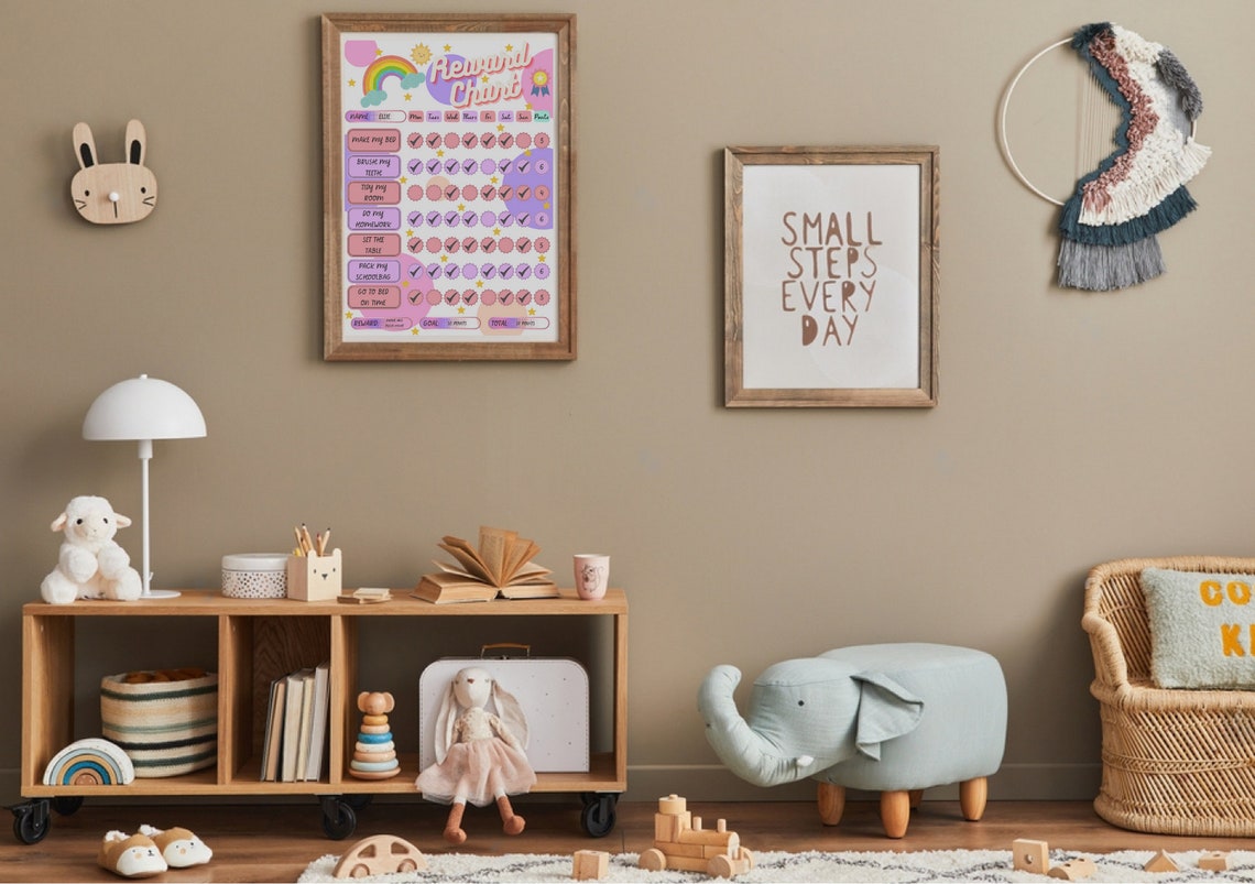 Printable Reward Chart Kids Routine Chart Pink Purple - Etsy