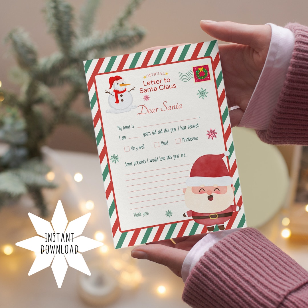 Letter to Santa Printable / Kids Letter to Santa / Santa Letter ...
