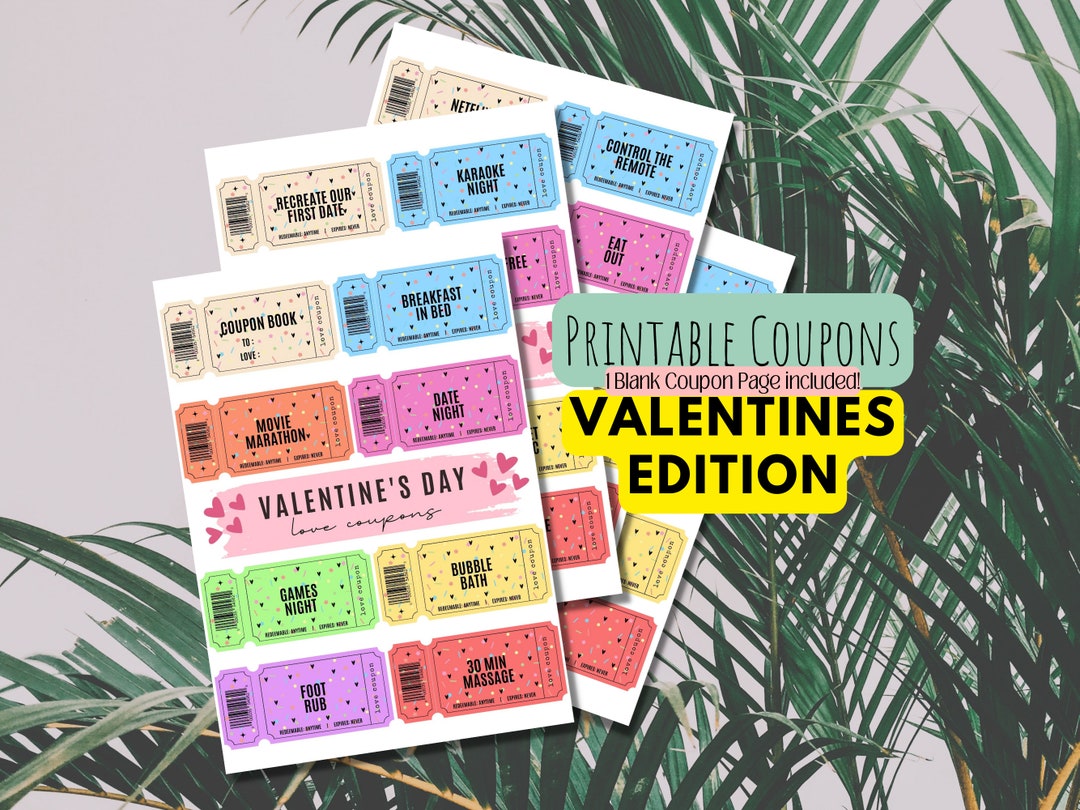 Valentines Day Coupon Book Printable Voucher Valentines Vouchers ...