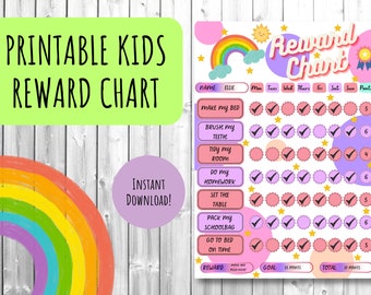 Reward Chart for Kids Printable Rainbow Behavior Chart Daily - Etsy