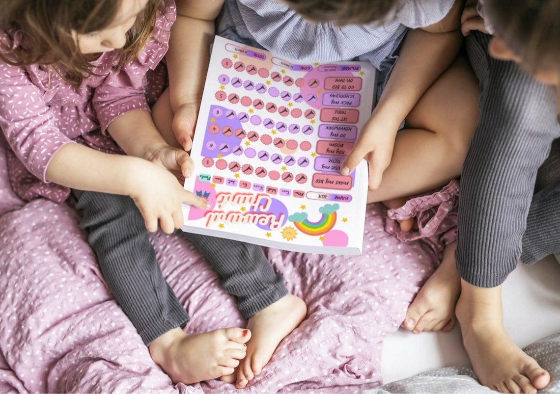 Printable Reward Chart Kids Routine Chart Pink Purple - Etsy