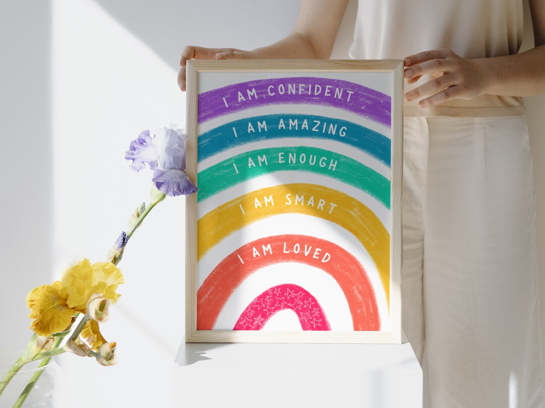 Rainbow Affirmations Print Affirmations Print Kids Room Decor Nursery ...