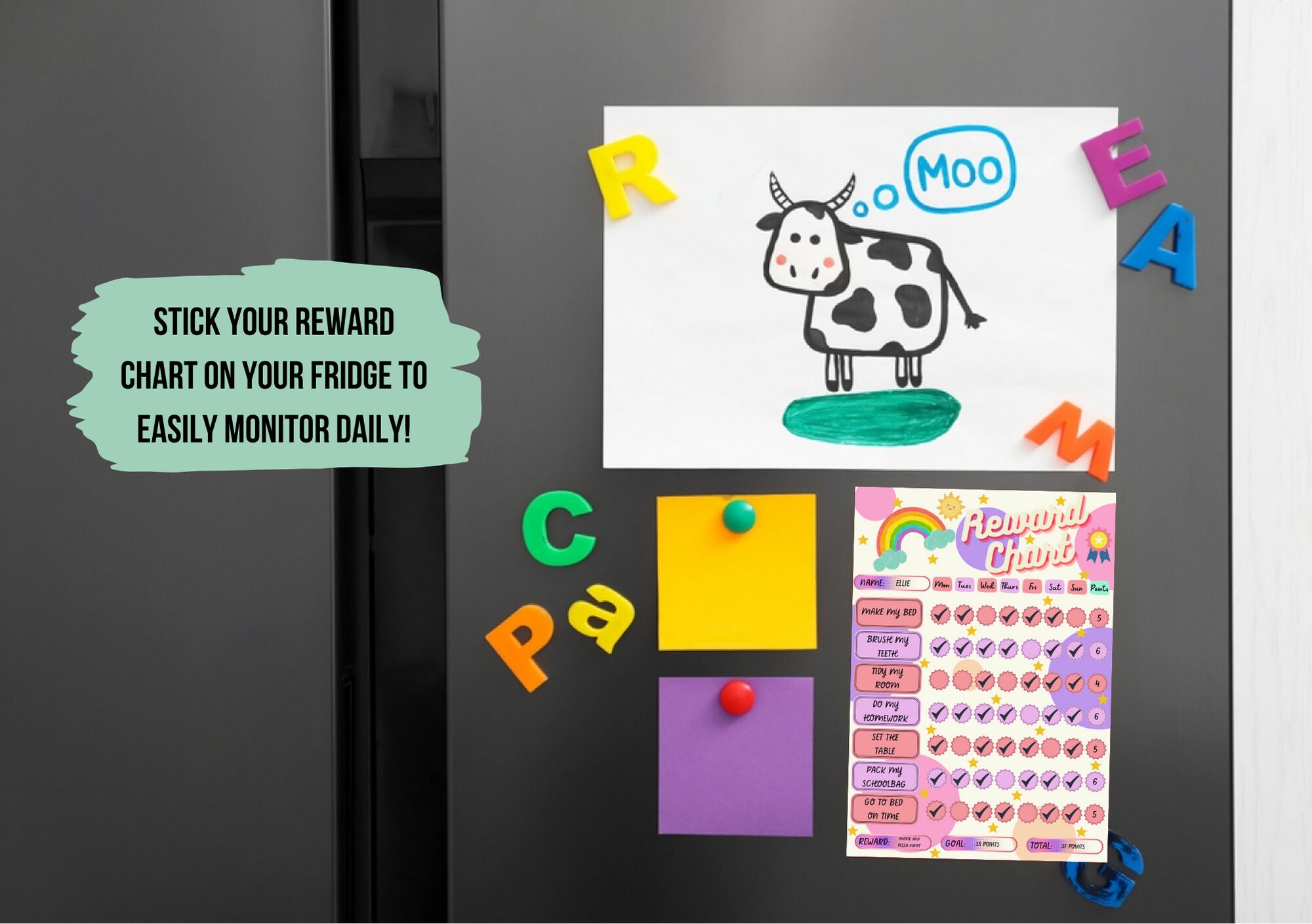 Printable Reward Chart Kids Routine Chart Pink Purple - Etsy