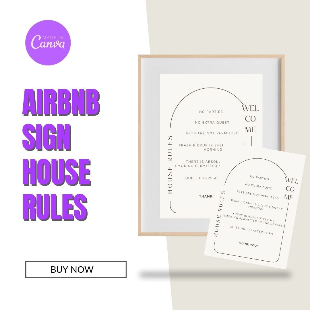 Airbnb House Rules Template, Guest Check Poster, House Rules Sign ...