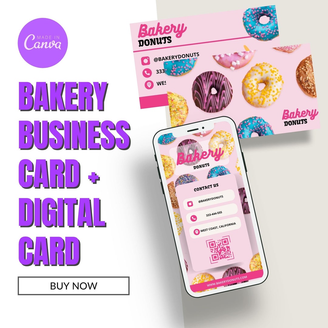 Baking Business Card Template, Digital Business Card, QR Code Card ...