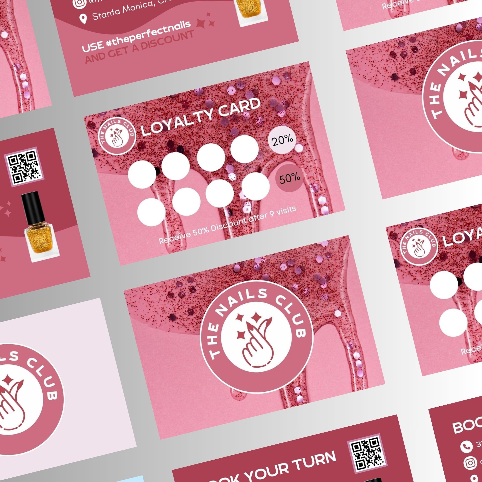 Bundle Beauty Logo Editable Nail Tech Business Card Template Loyalty ...