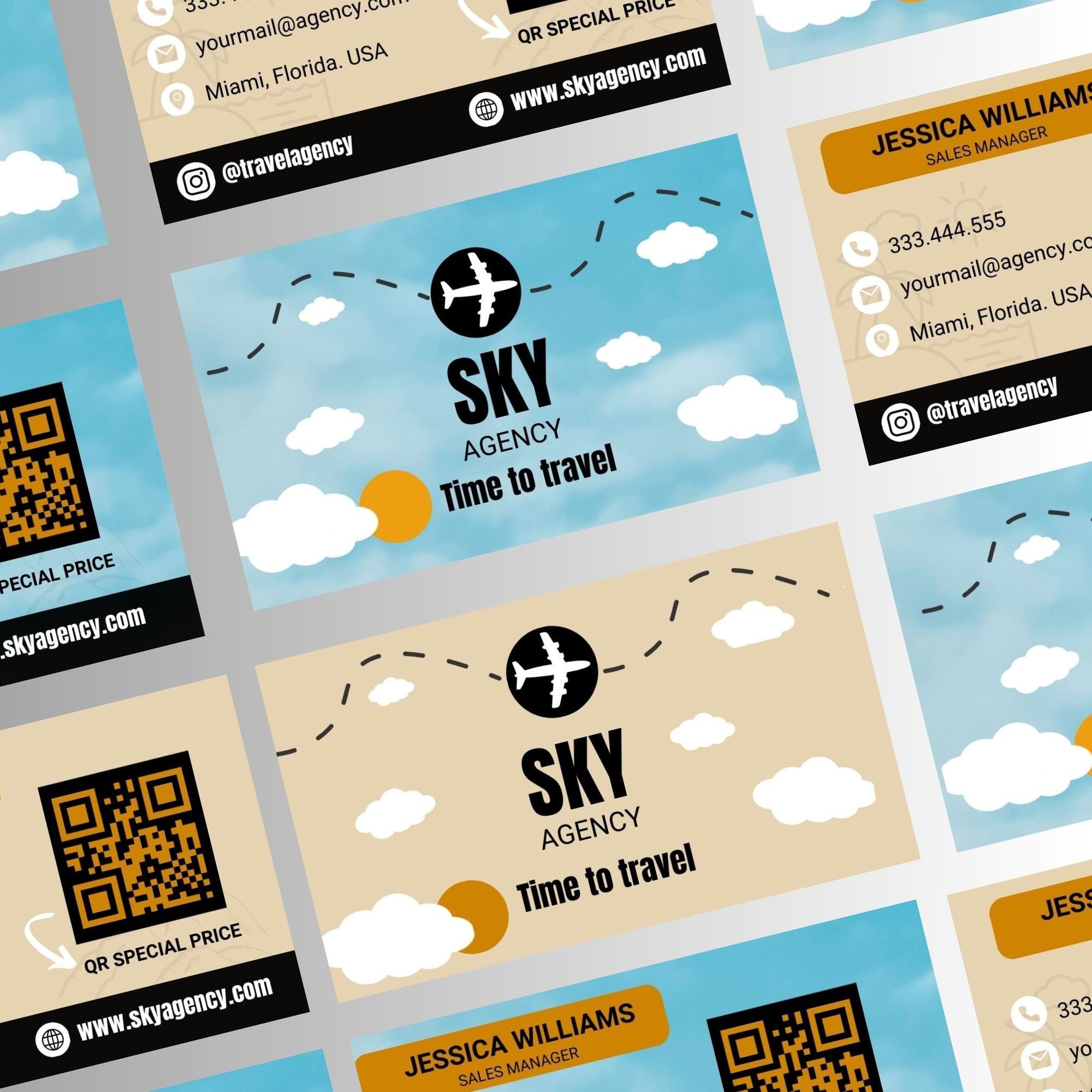Travel Agent Business Cards, Qr Code Cards, Travel Advisor Agency ...