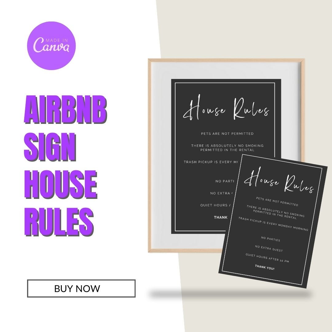 Airbnb House Rules Template, Aesthetic Guest Check Poster, House Rules ...