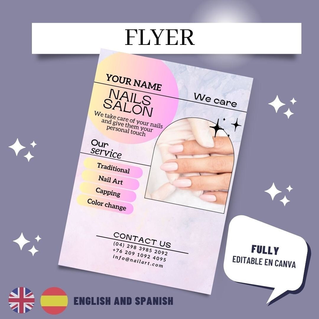 Nail Salon Flyer DIY Flyer Template Design Nails Bundles - Etsy