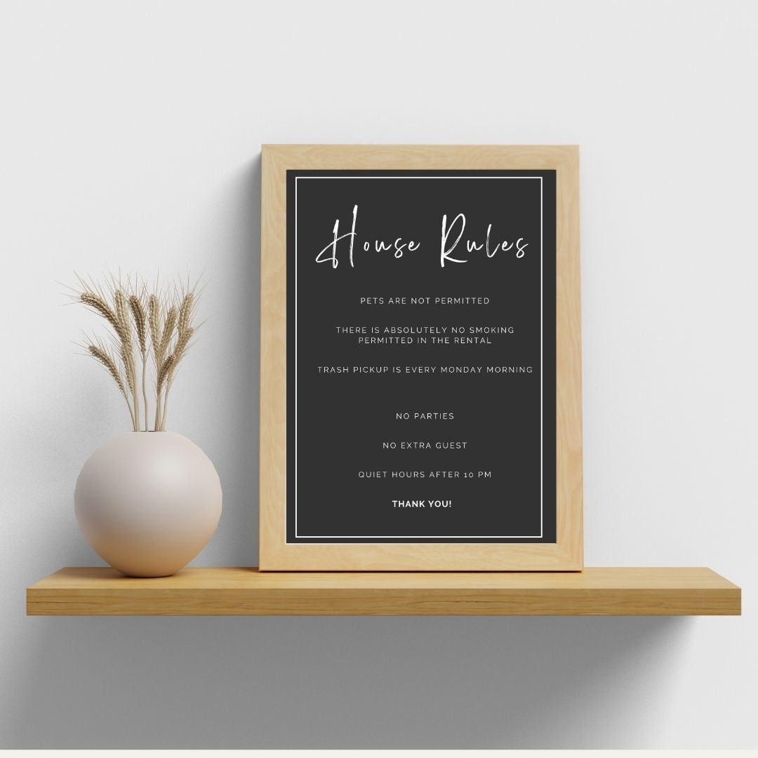 Airbnb House Rules Template, Aesthetic Guest Check Poster, House Rules ...