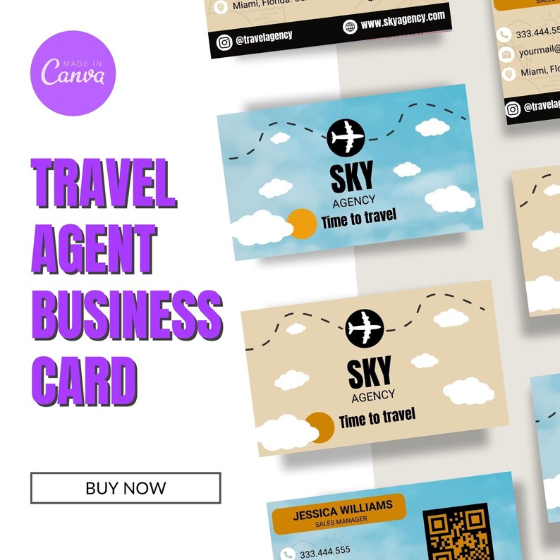 Travel Agent Business Cards, Qr Code Cards, Travel Advisor Agency ...