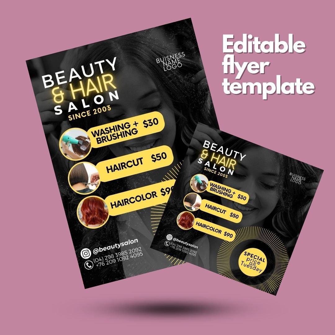 Bundle Hair Flyer Template L Flyer Hairstylist L Flyer Hair L Hair ...