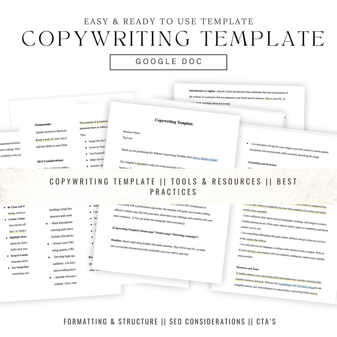 Website Copywriting Template Done for You Writing Templates Copywriting ...