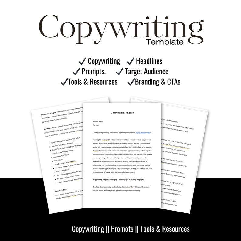 Website Copywriting Template Done for You Writing Templates Copywriting ...