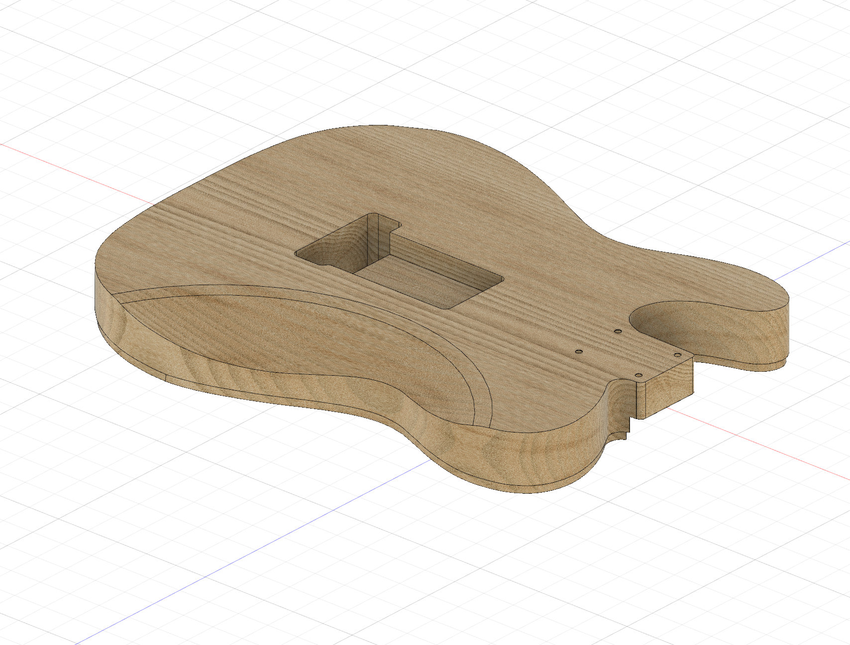 Fender Telecaster Modified Guitar Body 3D CAD Files 1:1 Scale CNC Files ...