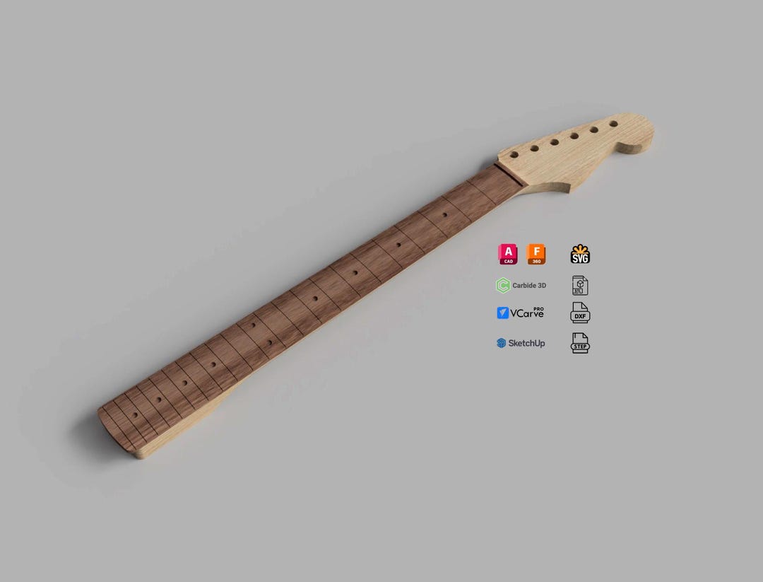 Fender Stratocaster Guitar Neck 3D CAD Files: CNC Plan (digital ...