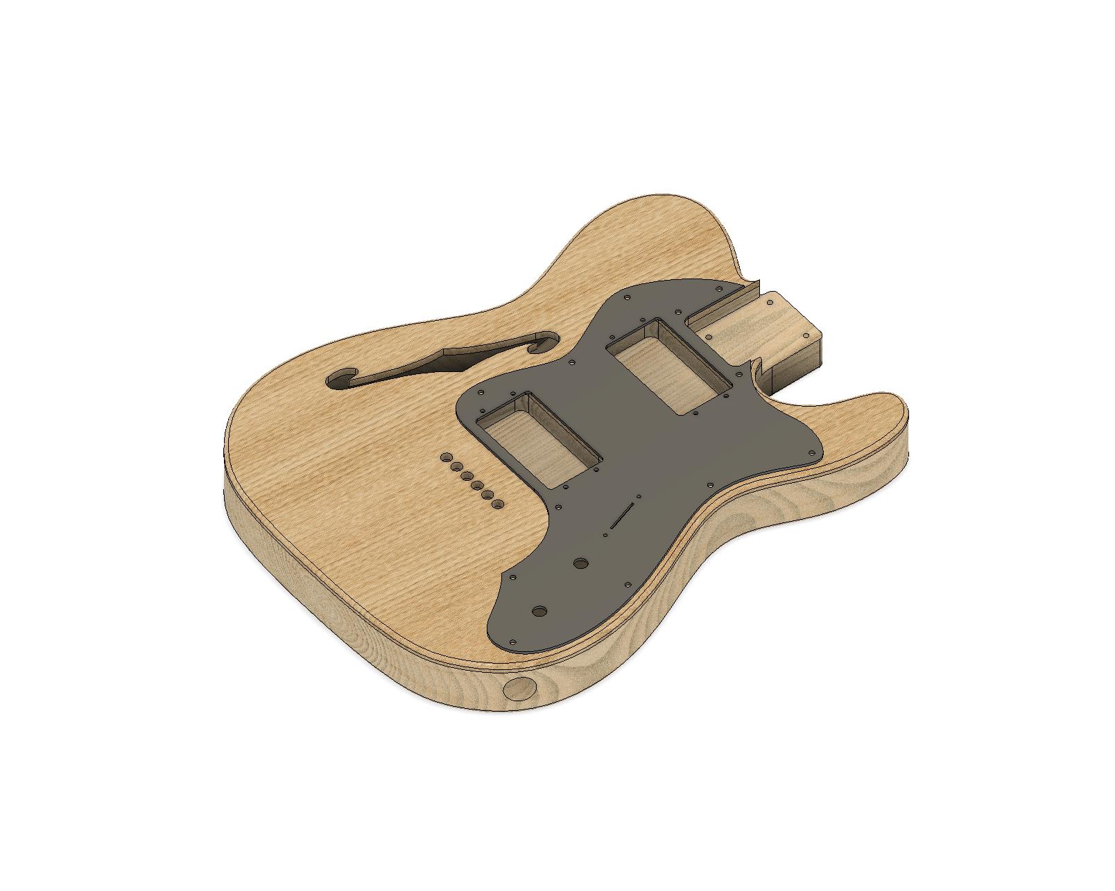 Telecaster 72'' Thinline Guitar Body 3D CAD Files: CNC Plan (digital ...