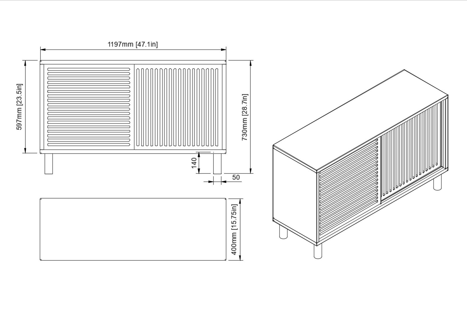Dresser 3D CAD Files 1:1 Scale | CNC Furniture Plan | Plywood Hardwood ...