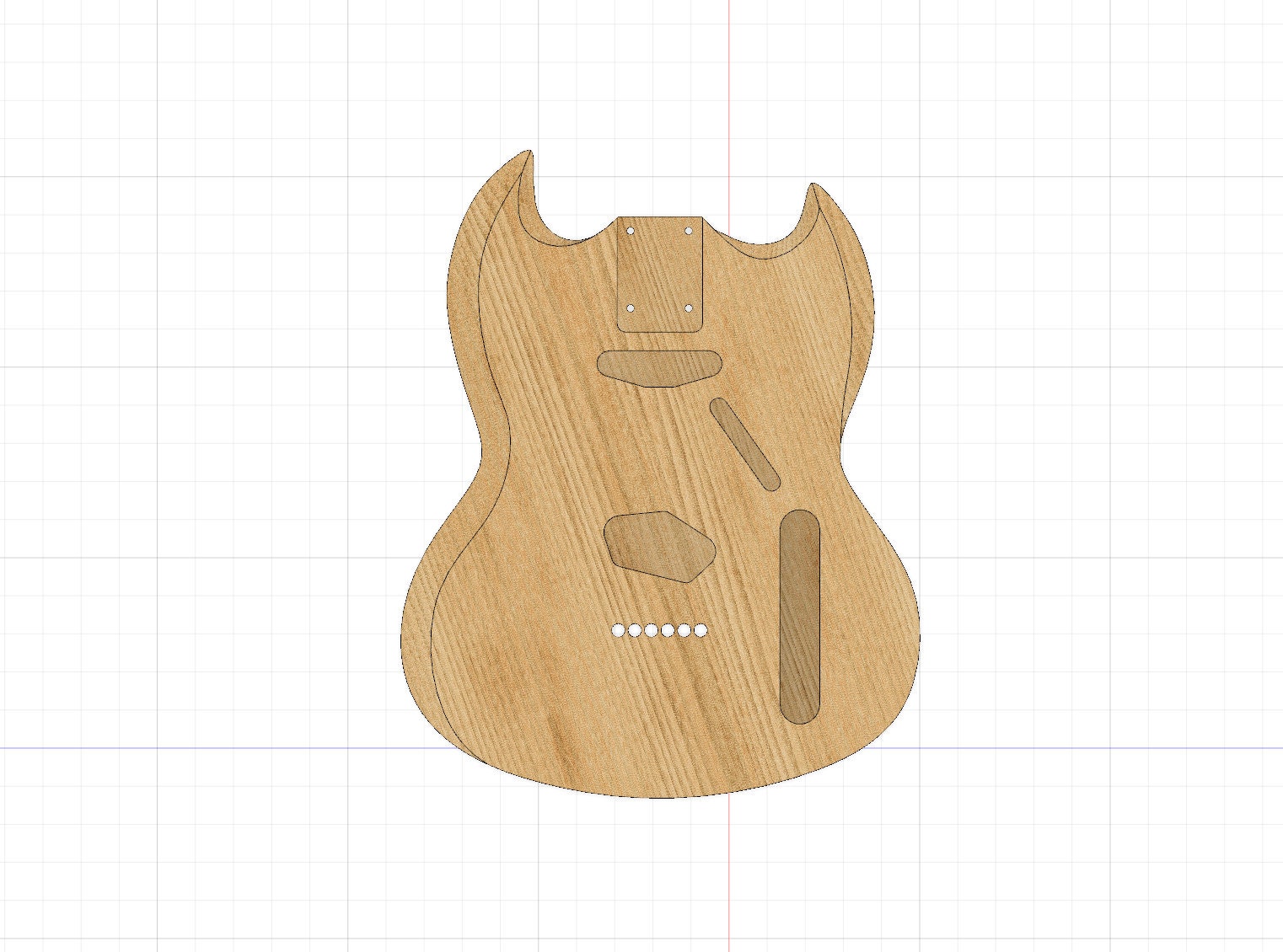 SG Telecaster Hybrid Guitar Body 3D CAD Files 1:1 Scale CNC Files 3D ...