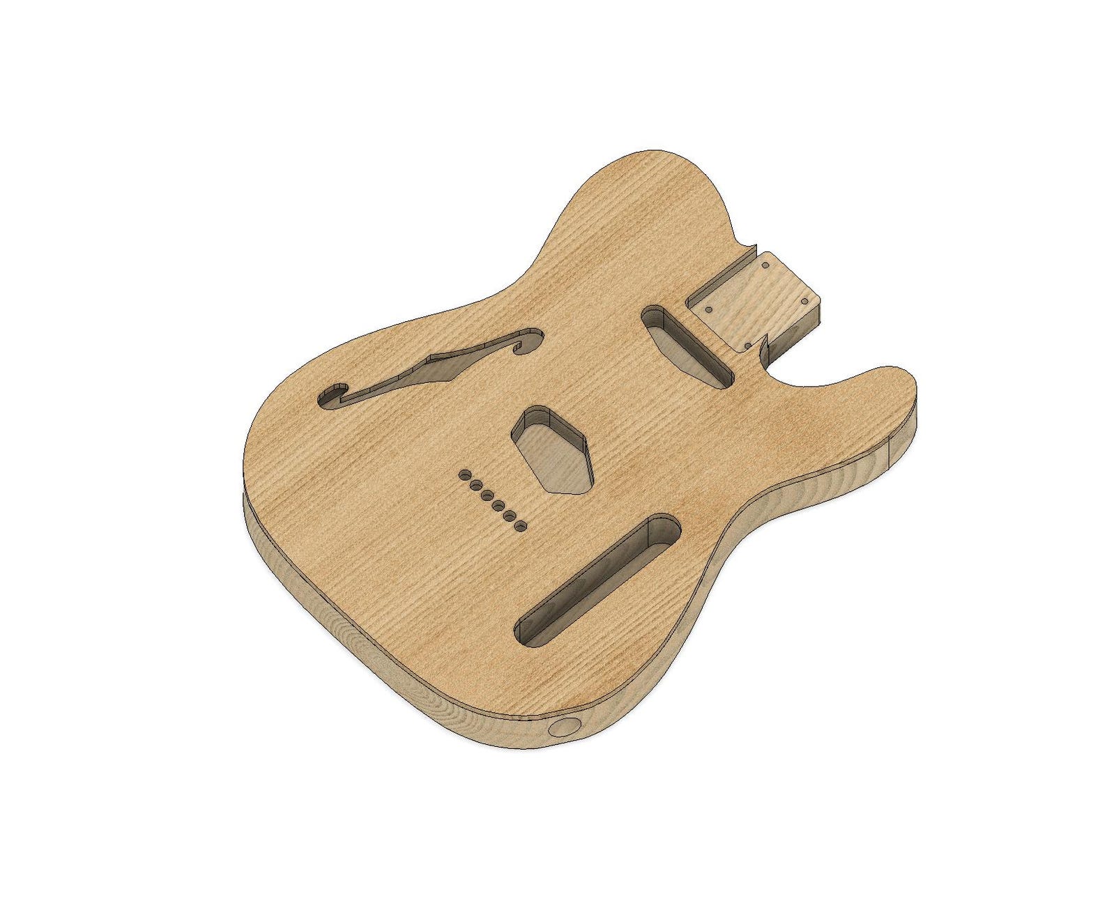 Telecaster Thinline Guitar Body 3D CAD Files: CNC Plan (digital ...