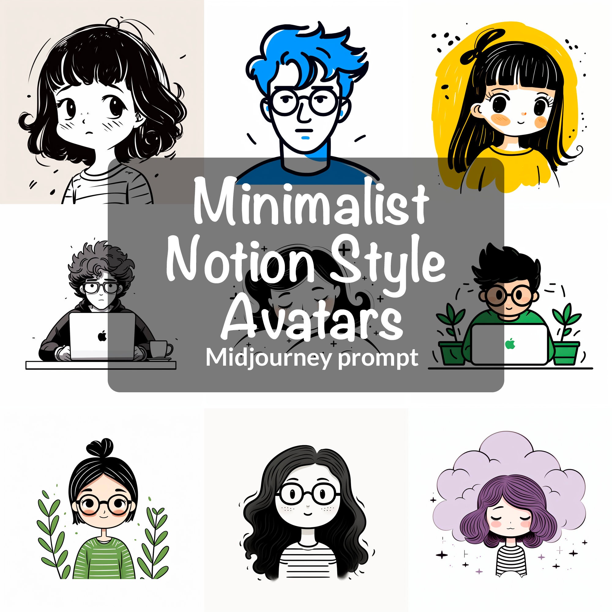Minimalist Notion Style Avatars Midjourney Prompt, Customizable Digital Art by Midjourney AI ...