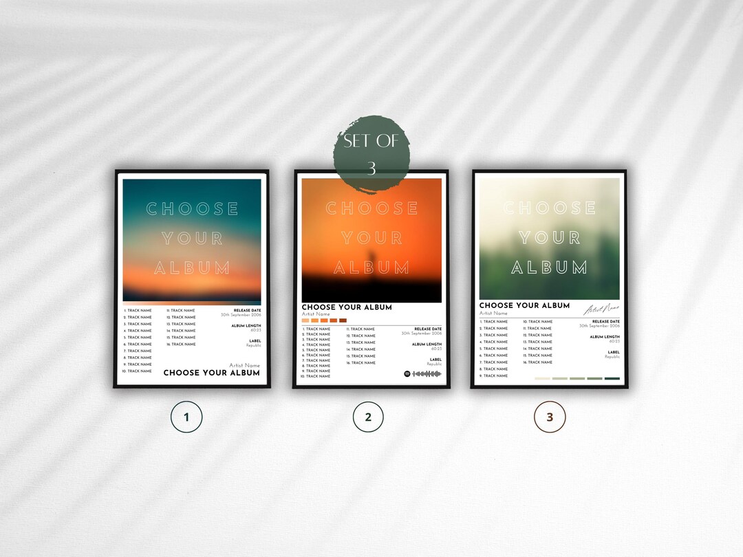 Set of 3 Custom Album Covers | Vinyl Wall Art Decor | Choose Your Own ...