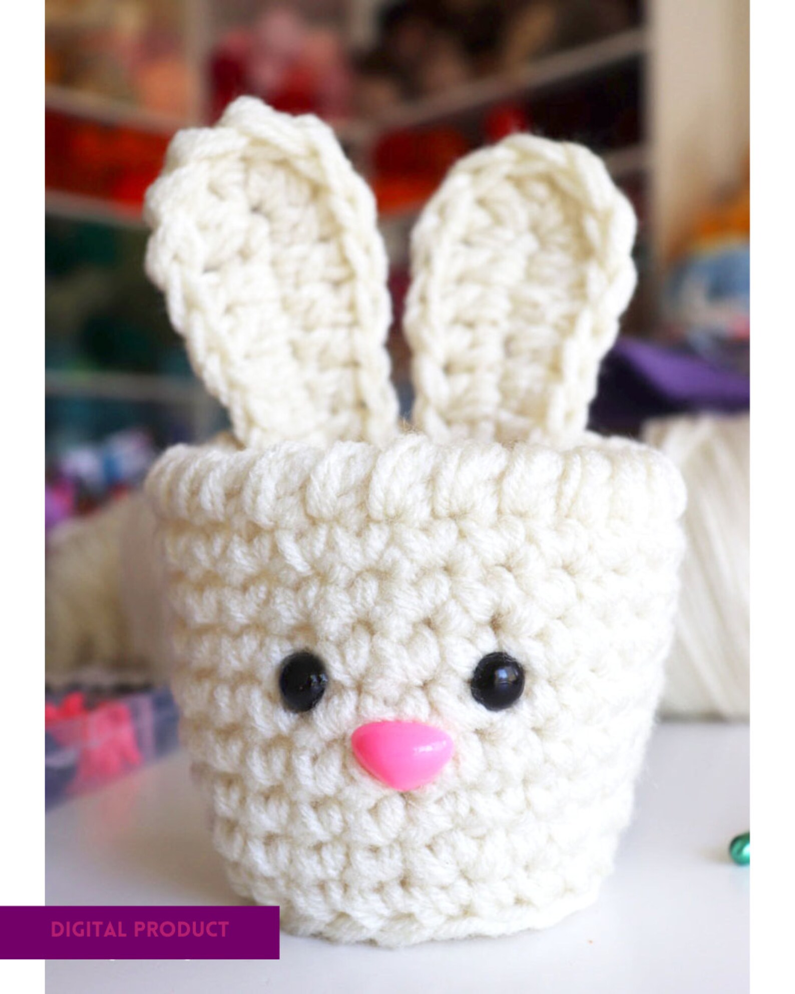 Easter Bunny Basket Crochet Pattern, Crochet Egg Holder, Kids' Easter ...