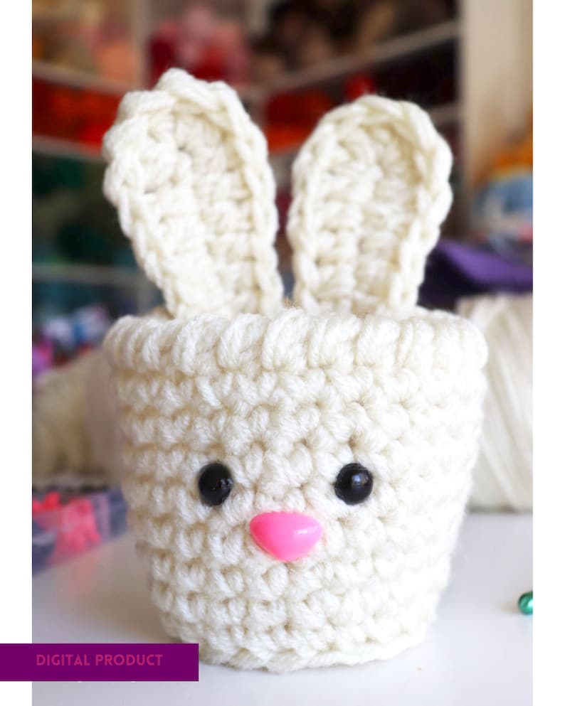Easter Bunny Basket Crochet Pattern, Crochet Egg Holder, Kids' Easter ...