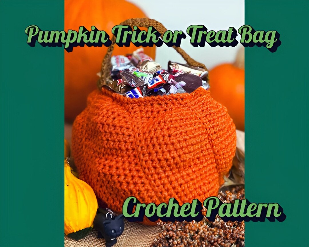 Crochet Pumpkin Halloween Candy Bag Pattern PDF, Crochet Halloween Bag ...