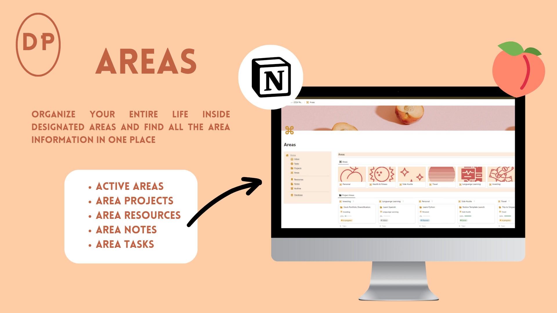Notion Second Brain Template Dashboard, Notion Peach Fuzz Edition 2024 ...