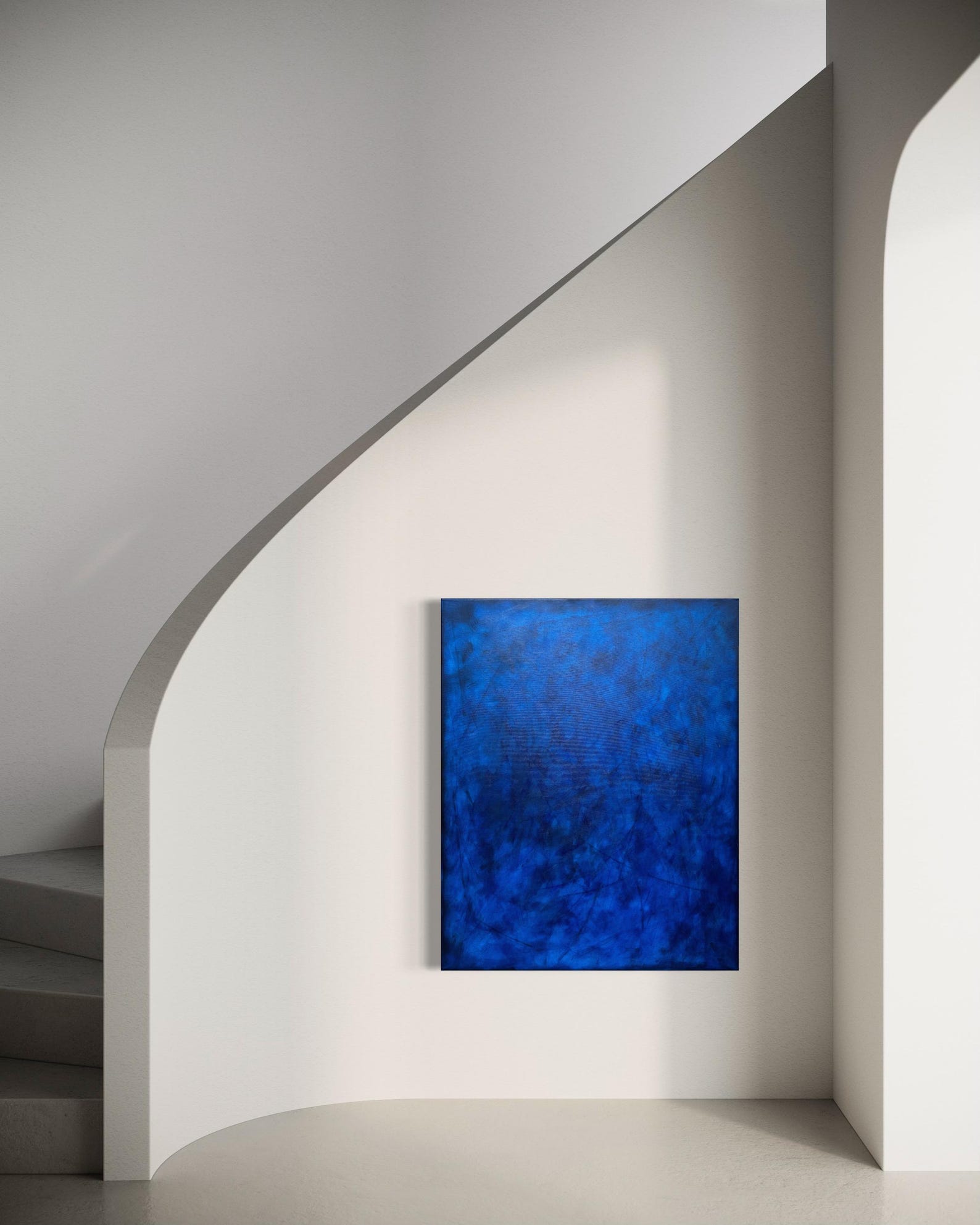 Summer Blues Abstract Painting - Deep Blue Acrylic Art on Canvas ...