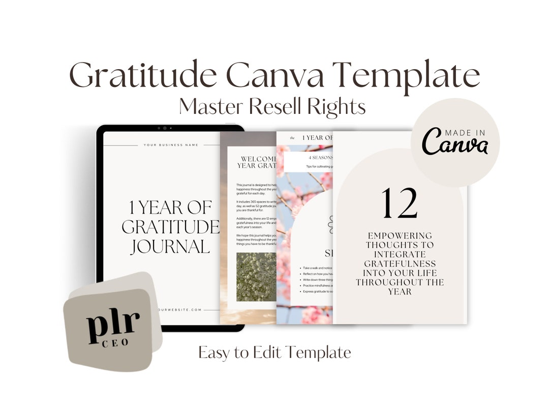 Gratitude Journal Canva Template PLR Master Resell - Etsy