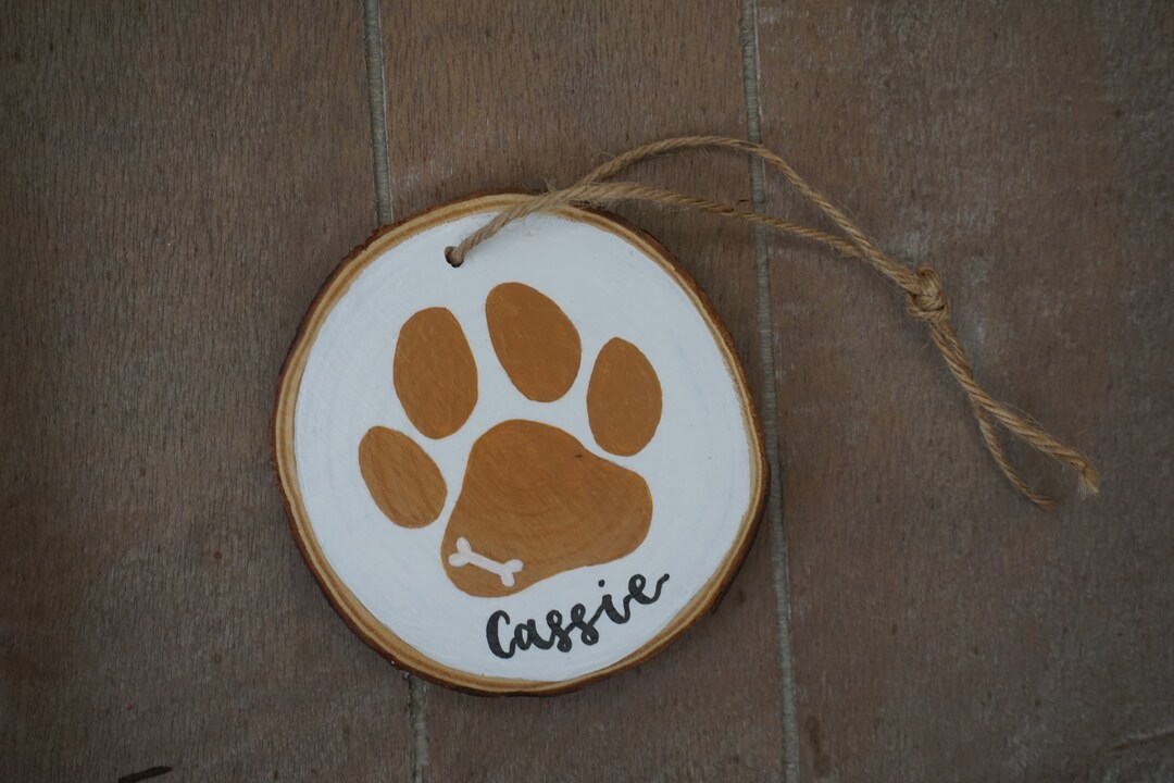 Paw Print Wooden Log Slice - Etsy