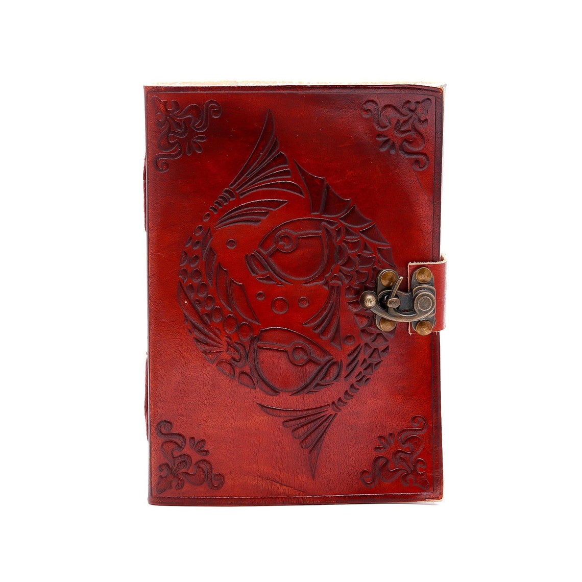 Personalized Leather Journal, Antique Lock Handmade Paper Leather Cover ...