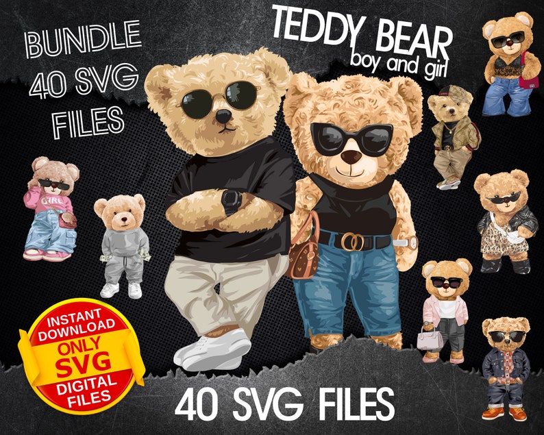 Teddy Bear SVG Bundle – Fashionable Designs (digital Printable File) - Etsy