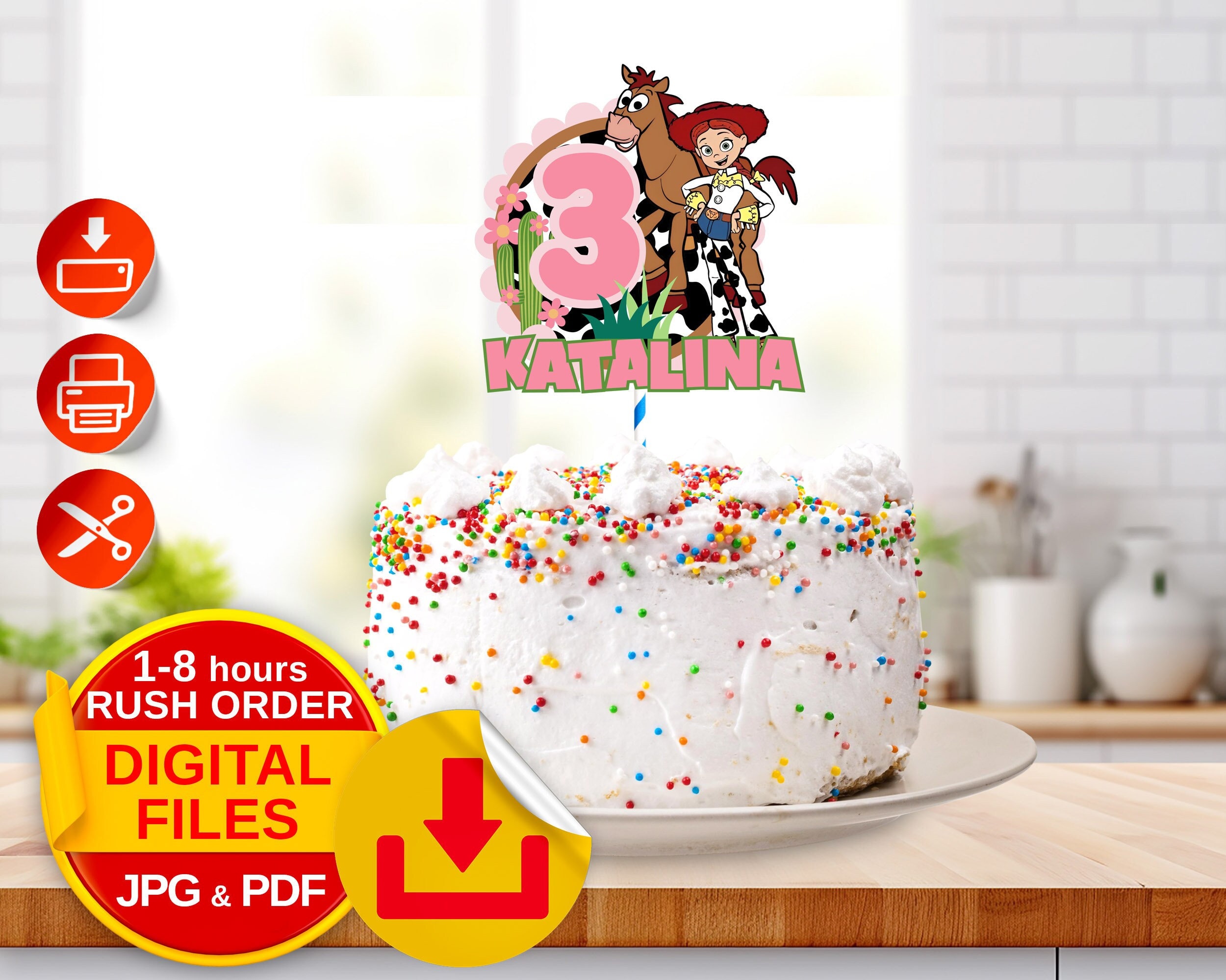 Personalized DIGITAL File Cake Topper themed Digital Printable File ...