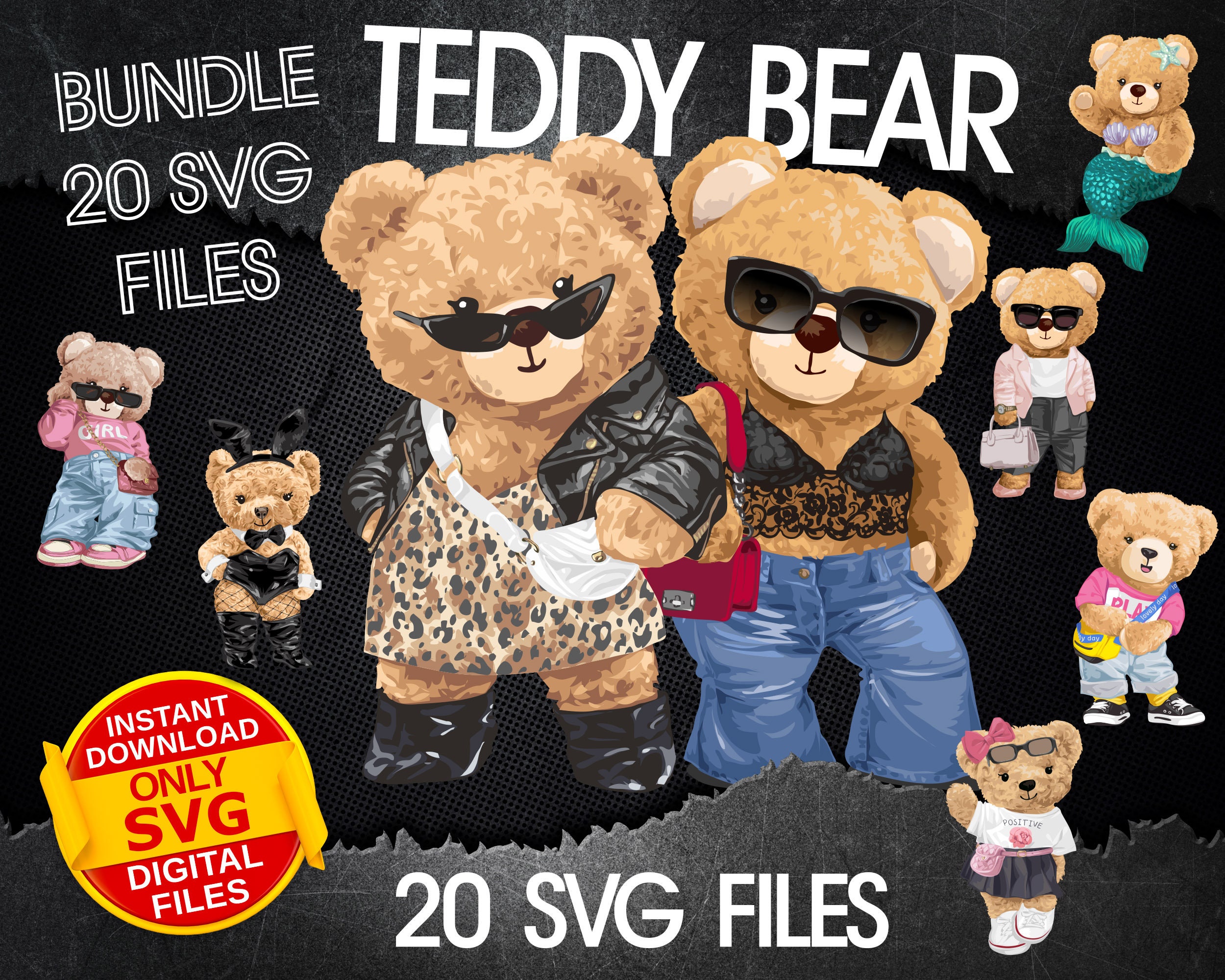 Bear Design Bundle Svg -digital Printable File - Digital File ONLY ...